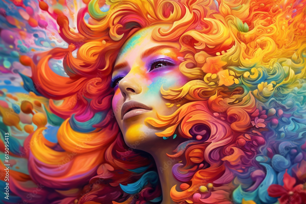 A LGBTQ+ pride-themed art print with vibrant colors and abstract ...