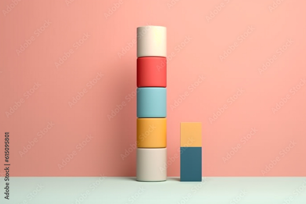A pastel-colored geometric-inspired column wall decal with geometric ...