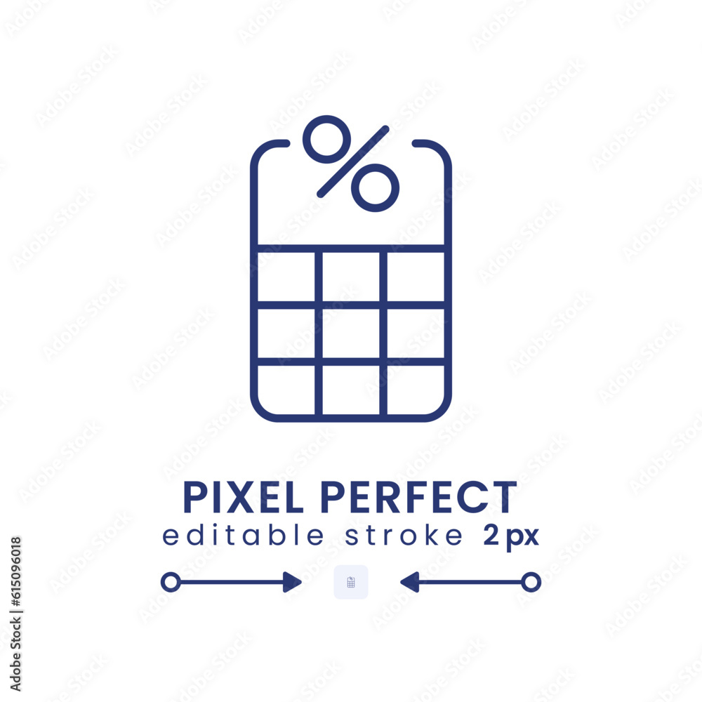 Percentage calculator linear desktop icon. Tax rate. Loan interest ...