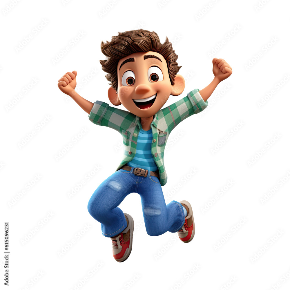 3D Happy cartoon actor character on transparent background. Generative ...