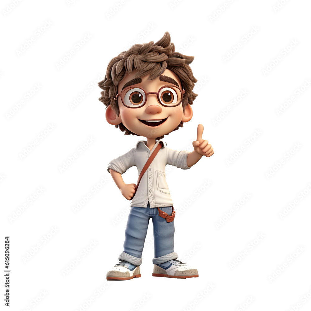 3D Happy cartoon actor character on transparent background. Generative ...