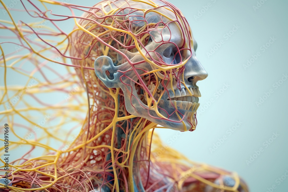 Anatomical models of the human nervous system are showcased in a ...