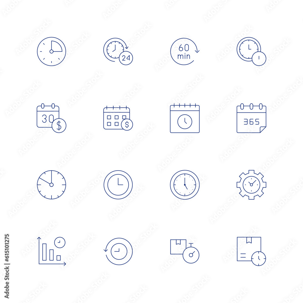 Time line icon set on transparent background with editable stroke ...