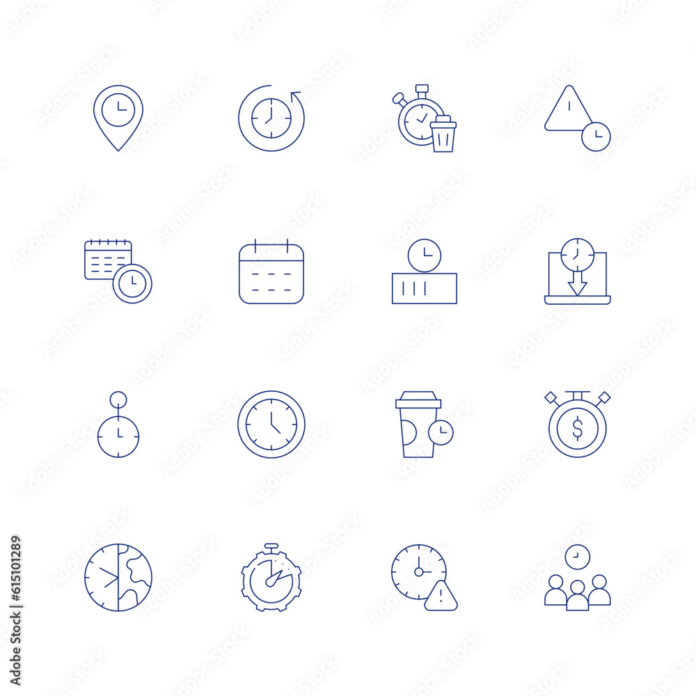 Time line icon set on transparent background with editable stroke ...