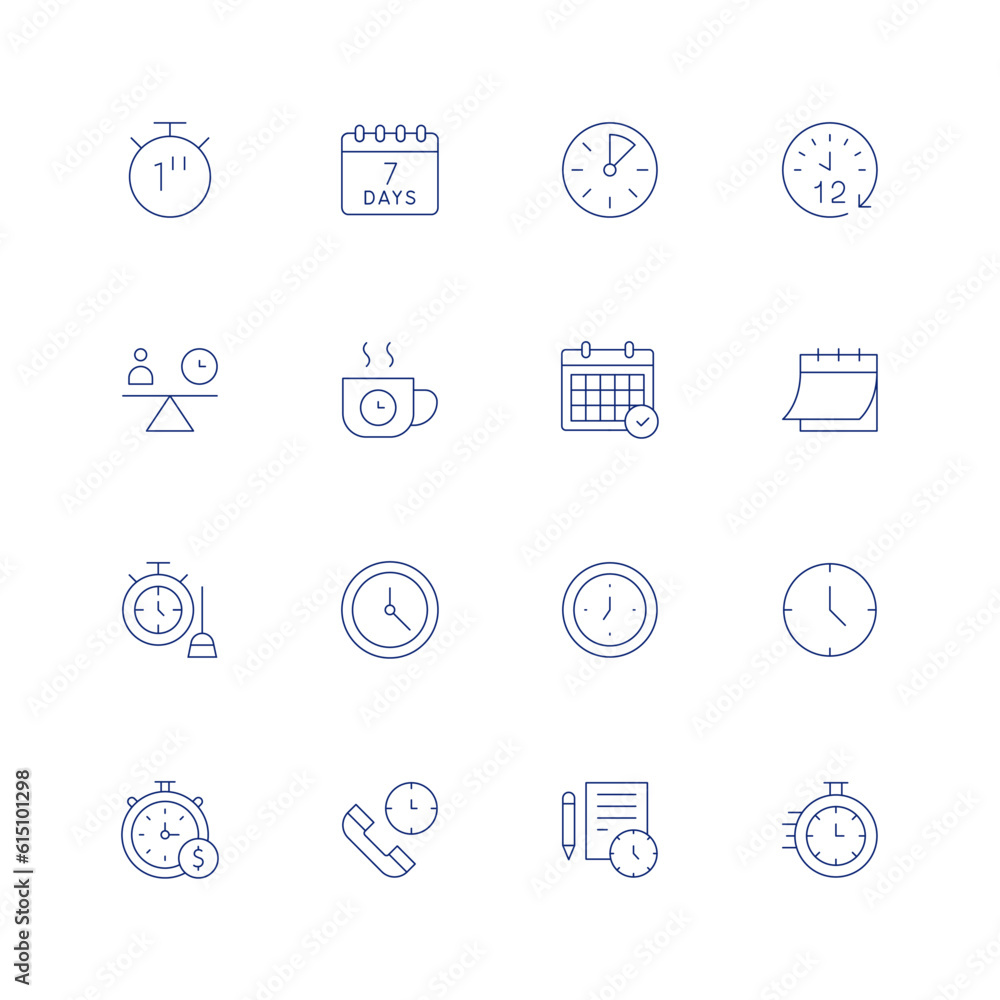 Time line icon set on transparent background with editable stroke ...