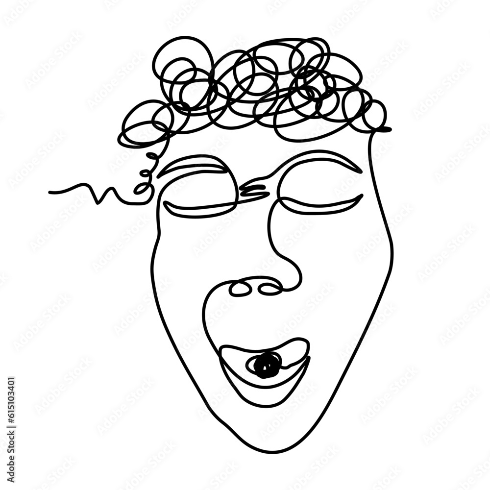 Continuous line art of a person with stress and anxiety, lineart vector ...
