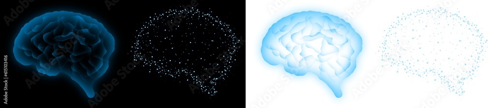blue brain separated with particle and sparkle artificial intelligence ...