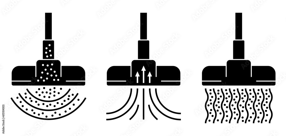 Vacuum cleaner flat icons set - powerful suction Stock Vector | Adobe Stock