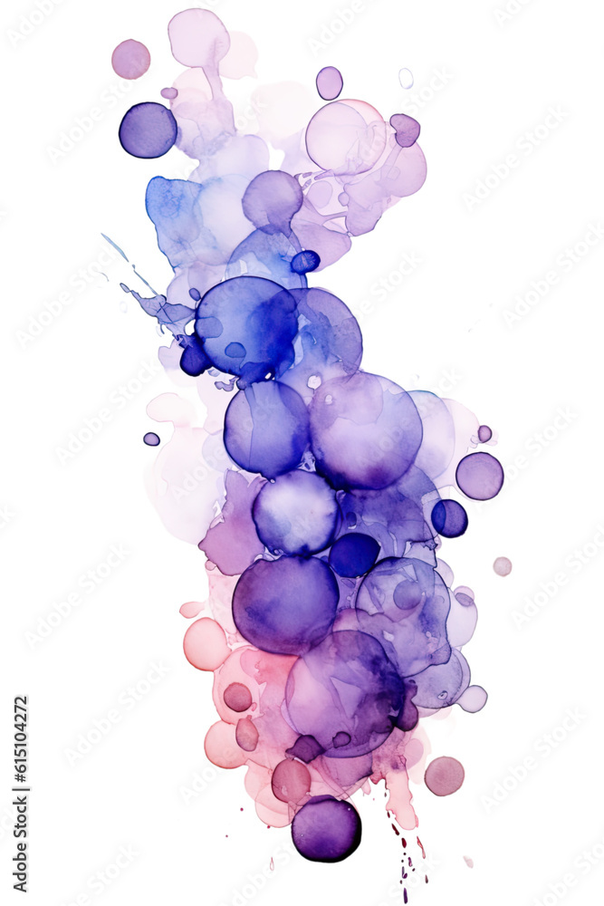 cluster of periwinkle and lilac bubbles, watercolor paint abstract ...