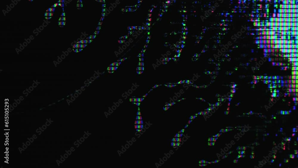 Screen distortion. Glitch fluid. LCD display damage. Blue pink green ...