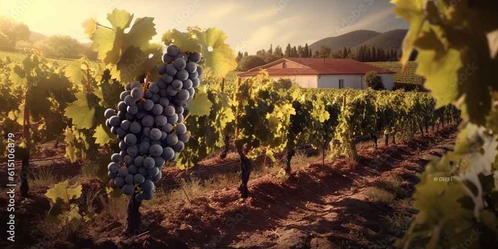 AI Generated. AI Generative. Photo illustration of wine grape vineyard ...