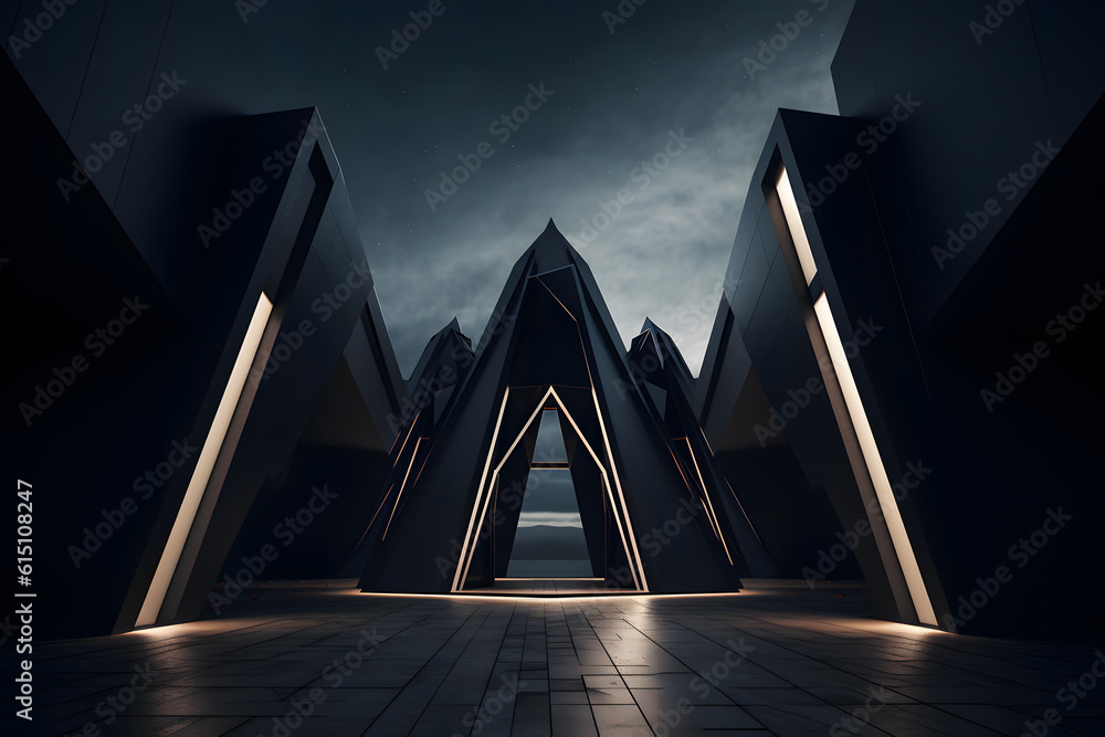 This abstract minimal architecture of a building features a striking ...