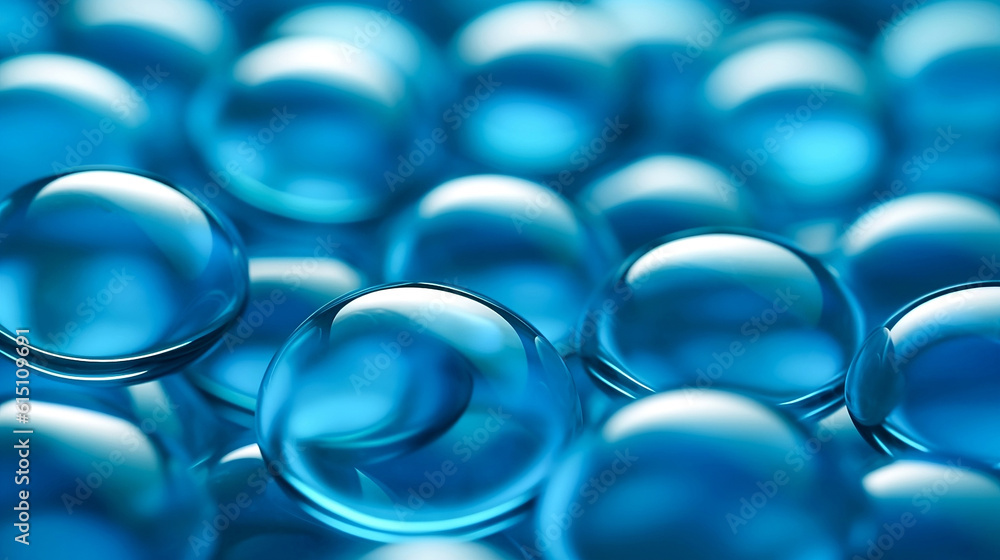 Macro of blue gel balls. Watery polymer hydrogel background. Crystal ...