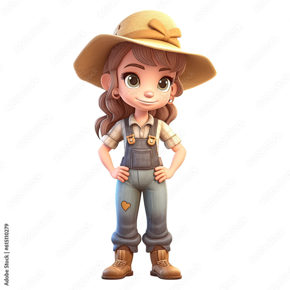 Cute cartoon farmer character on transparent background. Generative AI ...