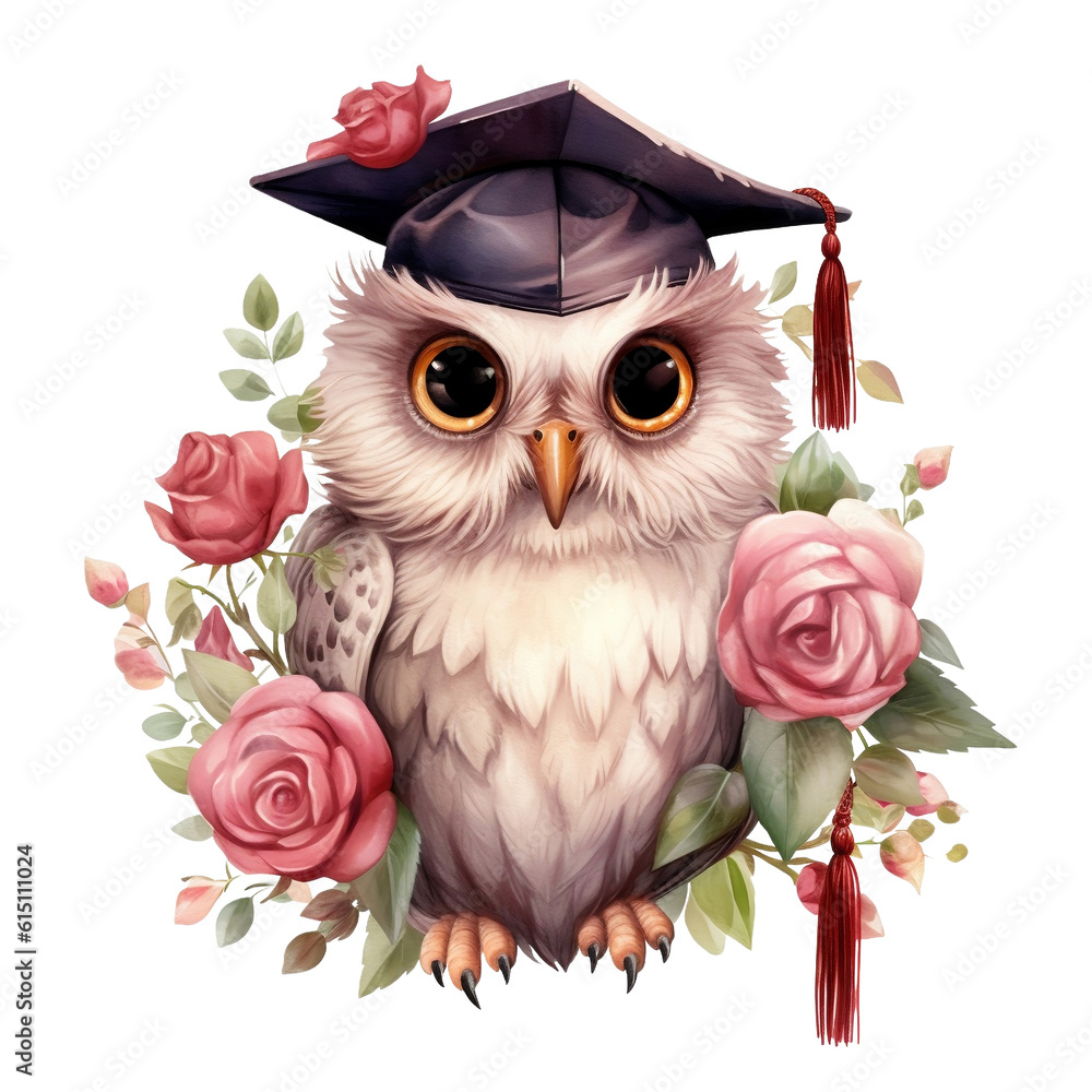 Graduation Owl Watercolor Clipart, Back to School Clipart, Owl ...