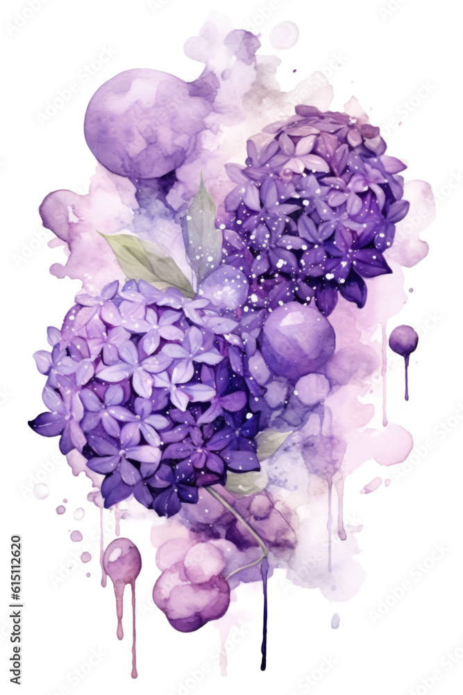 cluster of amethyst and lavender bubbles, watercolor paint abstract ...
