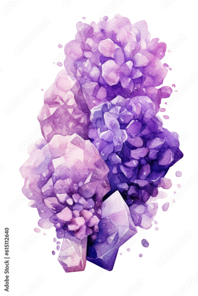cluster of amethyst and lavender bubbles, watercolor paint abstract ...