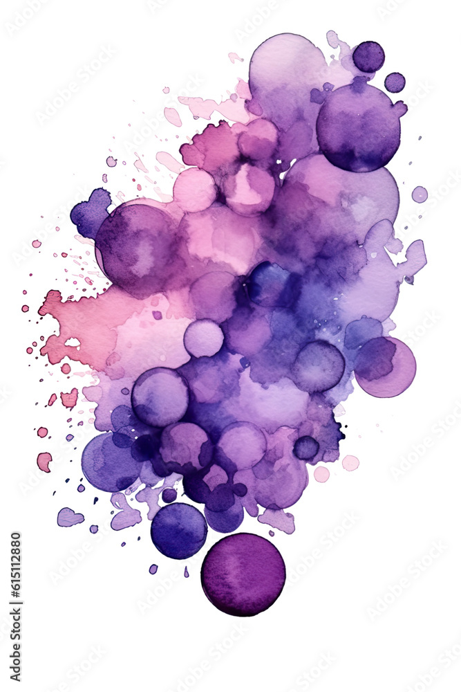 ภาพประกอบสต็อก cluster of indigo and violet bubbles, watercolor paint ...