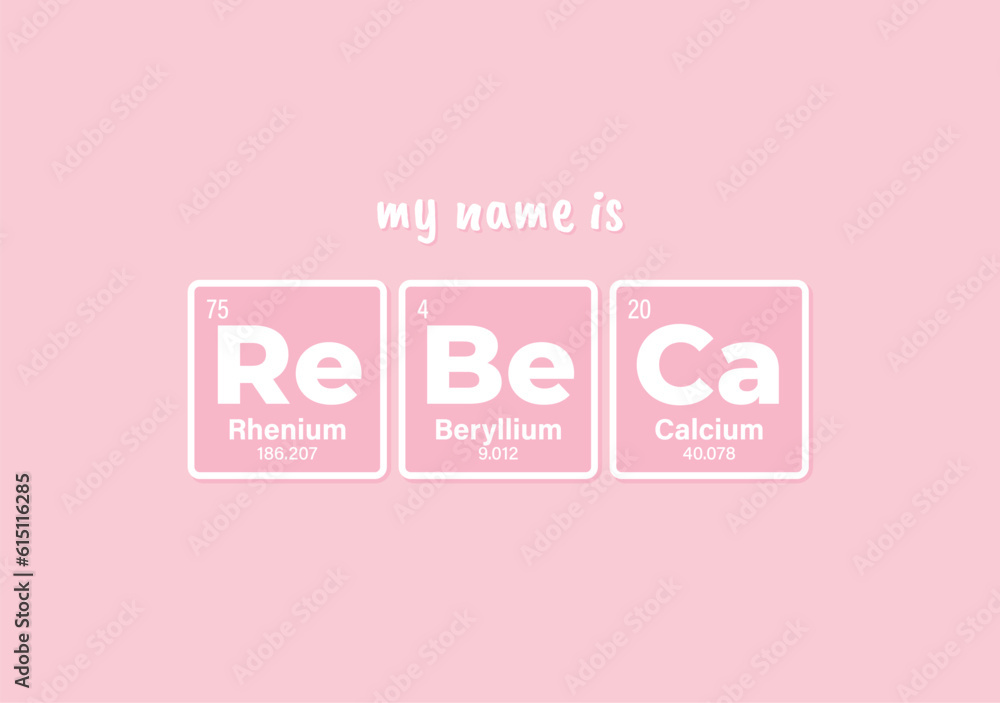 Vector inscription name REBECA composed of individual elements of the ...