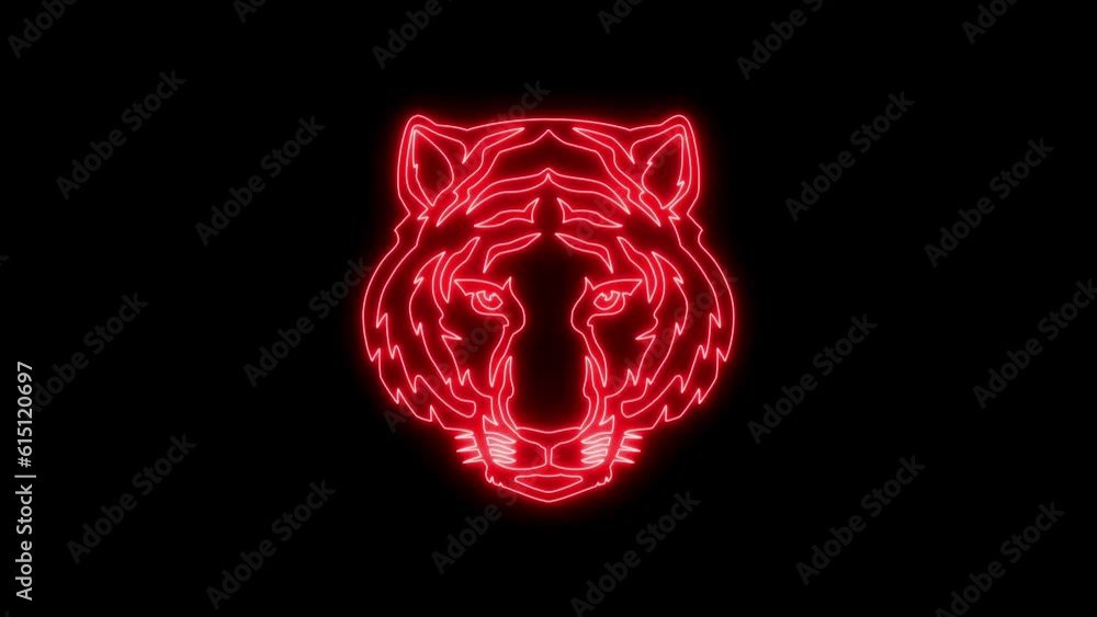 Neon light tiger head animation. Animation collection concept with ...