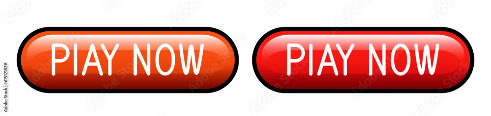 Orange and red Play Now buttons. Vector clipart isolated on white ...