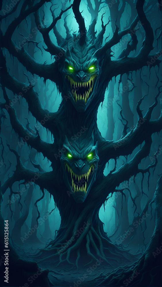 Marvel's Haunting Evil Tree - A Dark Forest's Menace in Ghostly Glow ...
