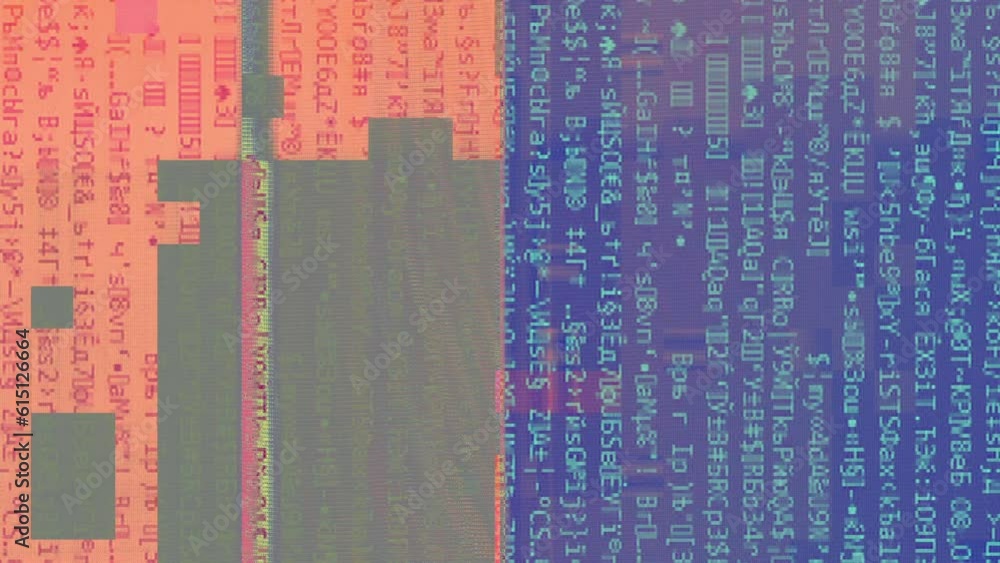 Vertical video. Computer glitch. Program failure. Hacking attack. Blue ...