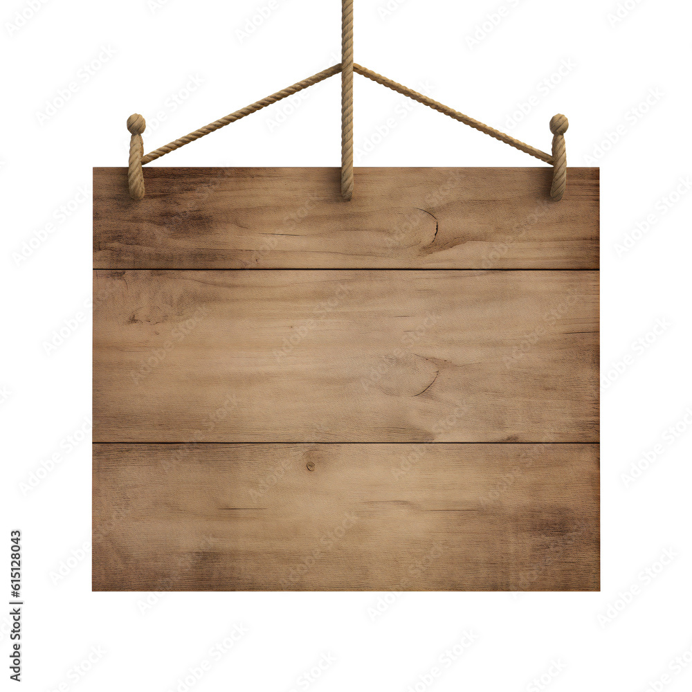 3d realistic hanging wood sign. Transparent background. Generative AI ...