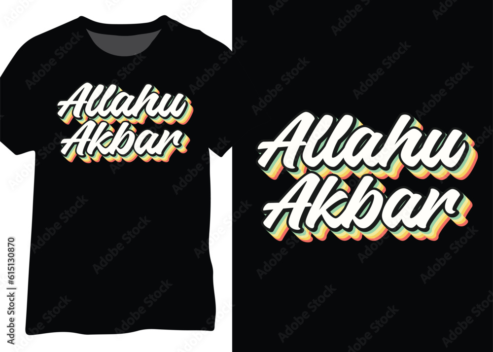Allahu Akbar Typography Word, Muslim Motivational Quotes, Retro Muslim ...