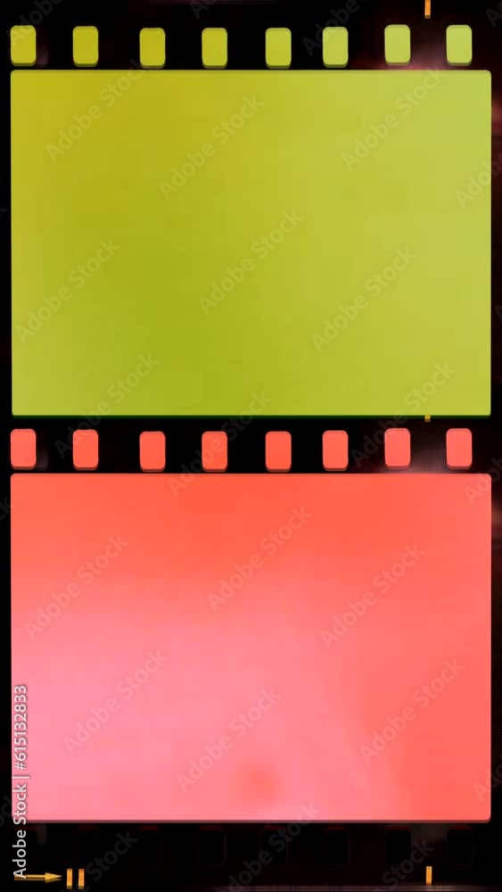 Vertical 4K film frames yellow orange light leak and noise flickering ...