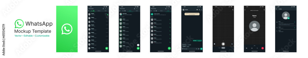 Dark WhatsApp mockup social media template, new update WhatsApp chat ...