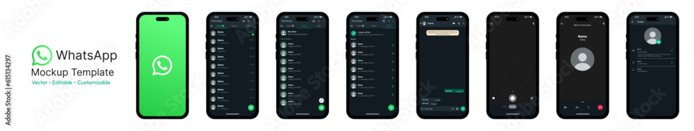 Dark WhatsApp mockup social media template, new update WhatsApp chat ...