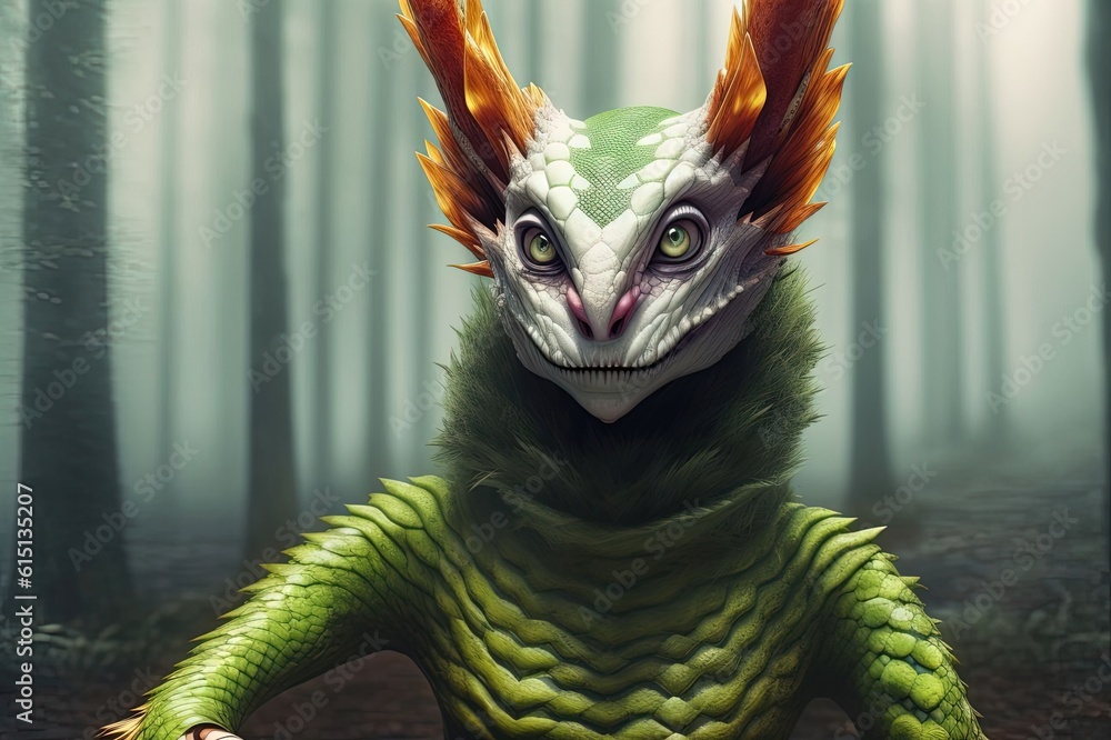 snake hybrid human character manga anime style illustration generative ...