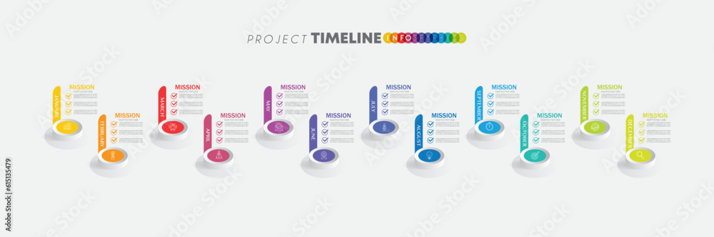 infographic Project timeline graph for 12 months modern diagram ...