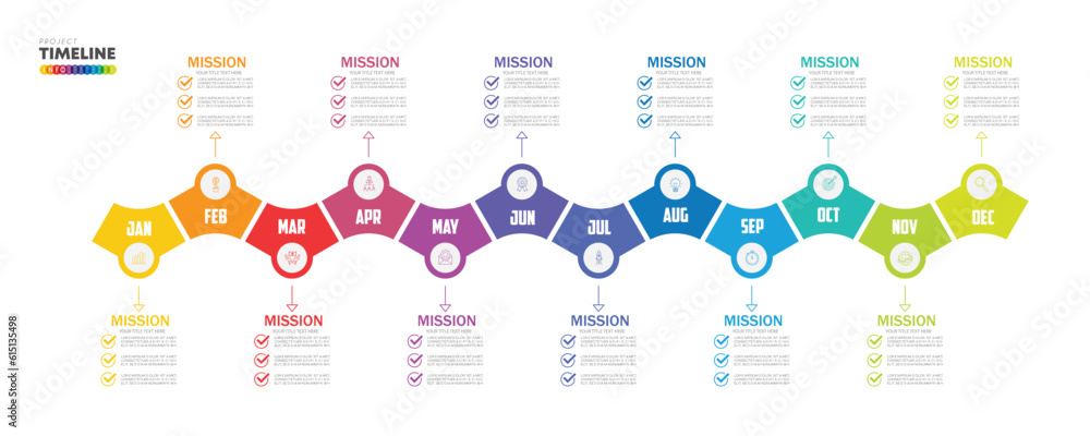 infographic Project timeline graph for 12 months modern diagram ...