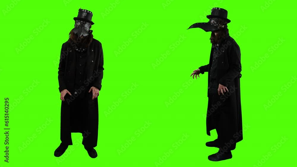 Creepy Masked Figure Costume Psycho Full Body Shots Green Screen. Full ...