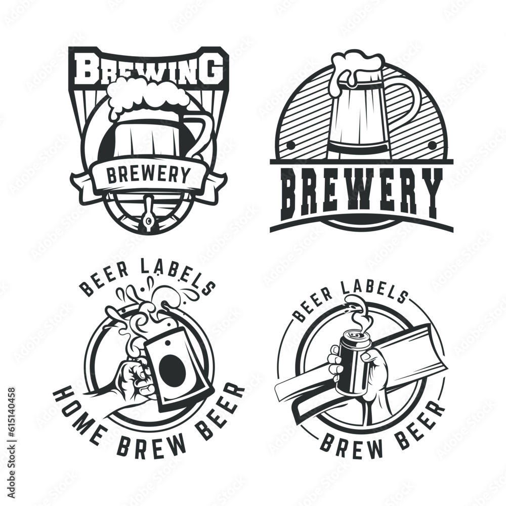 Set of retro beer logo design. Brewing logo design illustration vector ...