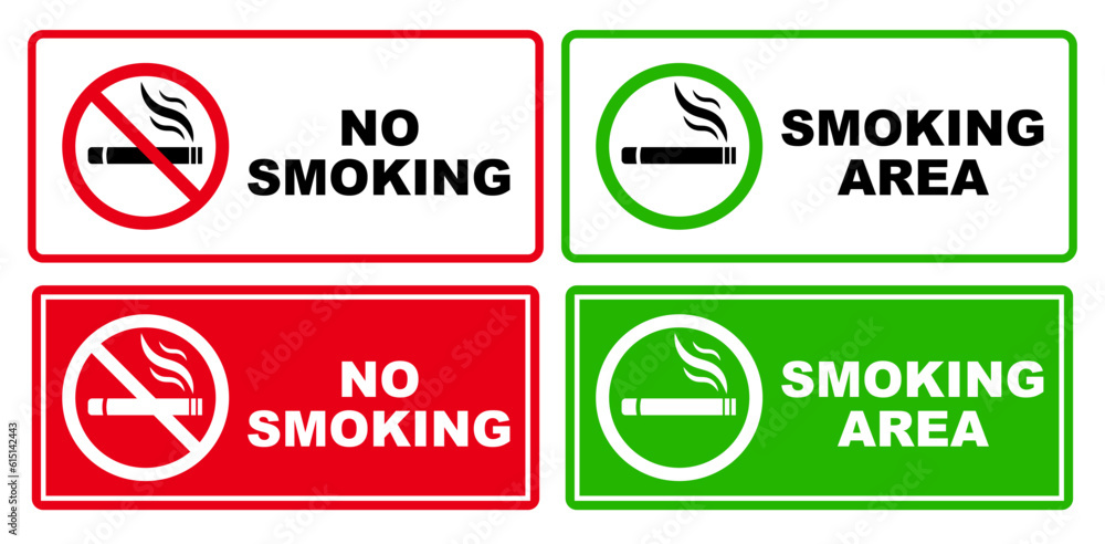 no smoking area and smoking area sign printable red stop symbol set ban ...