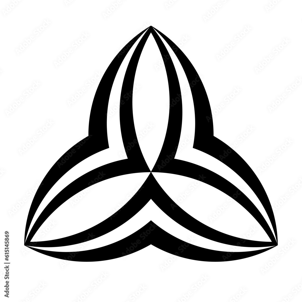 Vetor de Triquetra shaped symbol. Three lenses or also Vesica piscis ...