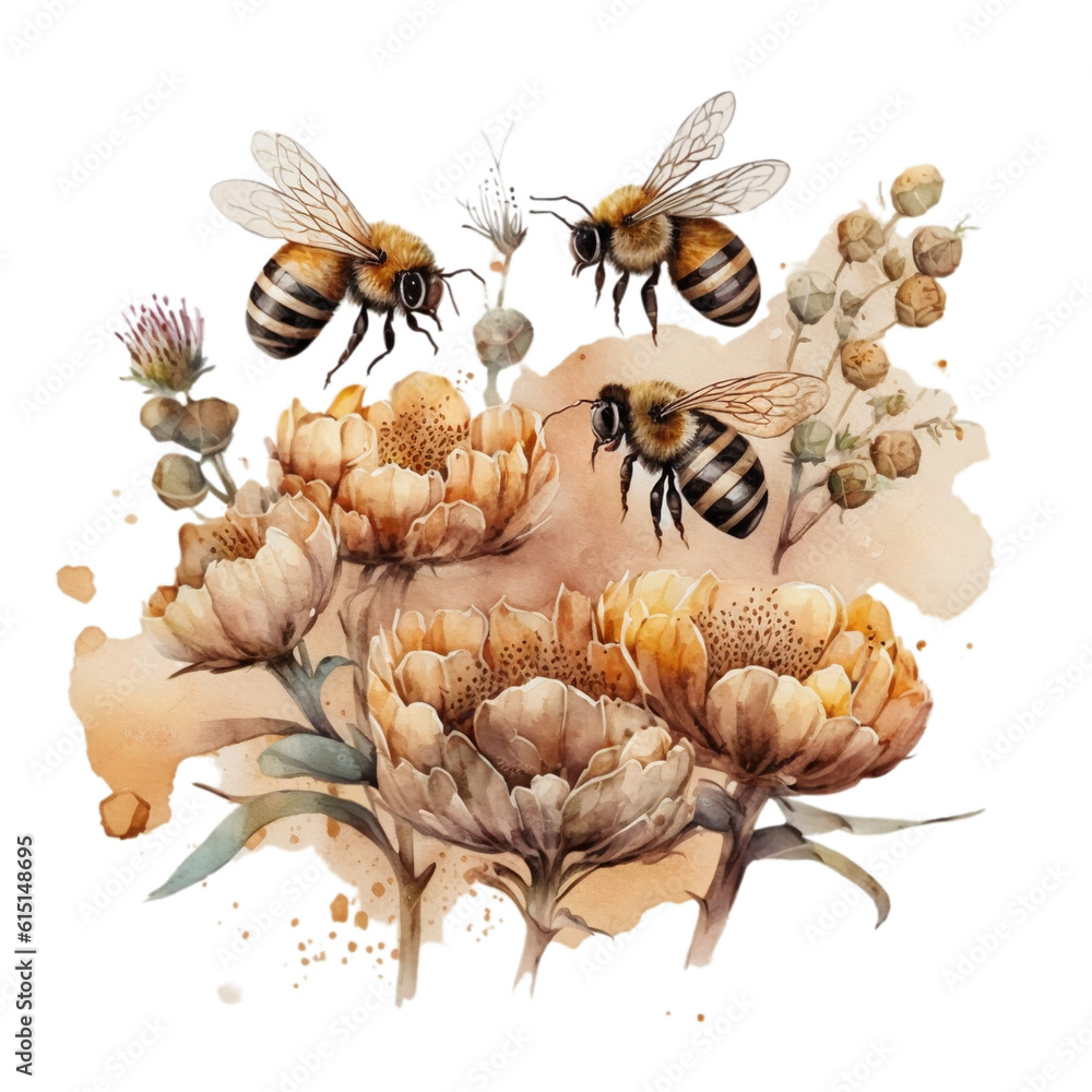 Bee Watercolor Clip art, Watercolor Sublimation Design Stock ...