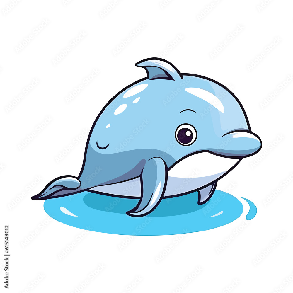 Joyful Aquatic Companion: Playful 2D Illustration of a Darling River ...