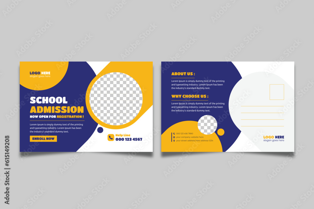 School admission eddm postcard template. Back to school education ...