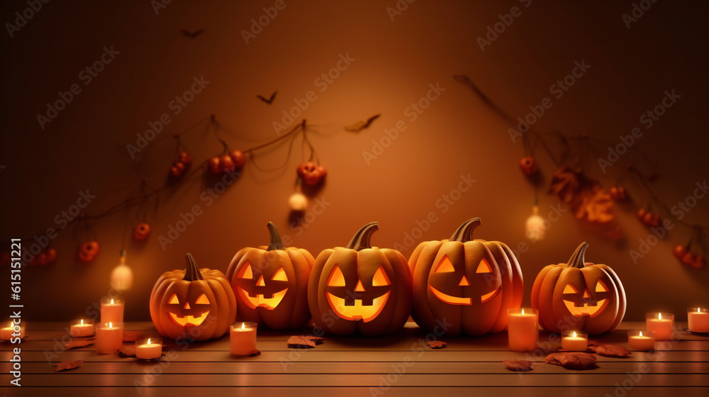 Halloween orange theme product display podium on paper graphic ...