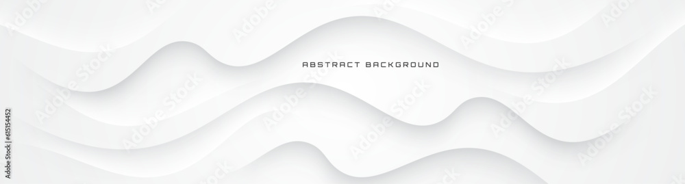 3D white geometric abstract background overlap layer on bright space ...