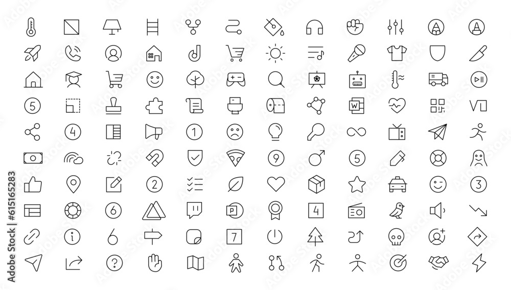 Pixel Perfect. Basic User Interface Essential Set. Line Outline Icons ...