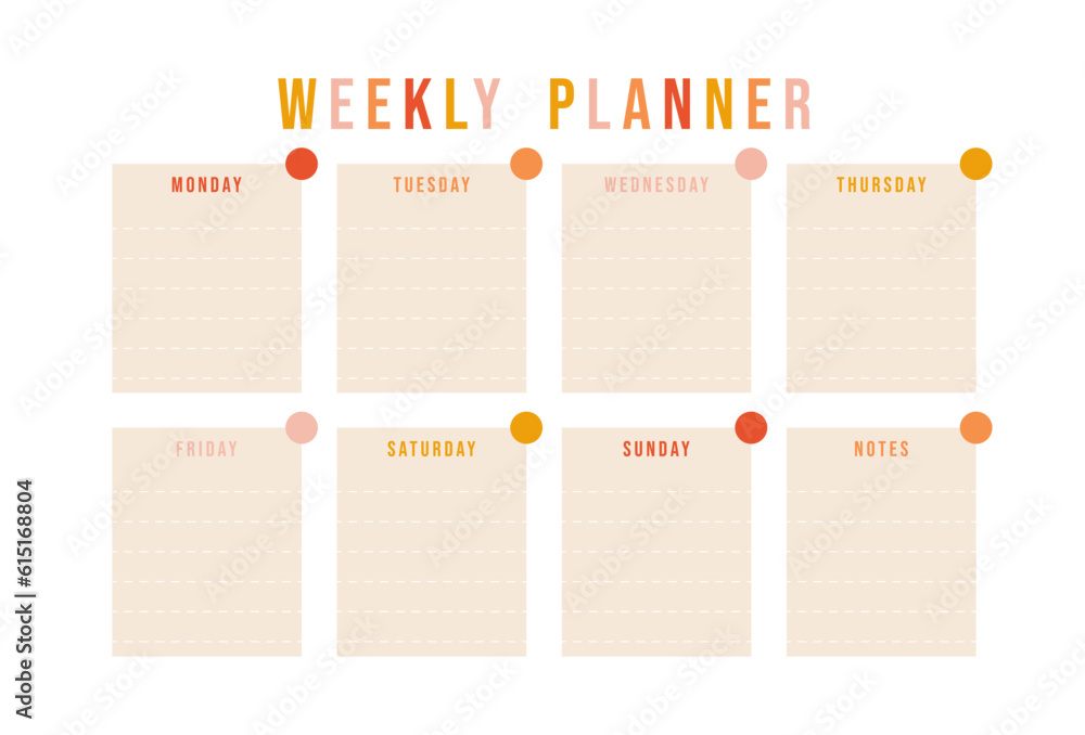 Weekly planner, bullet journal planner template, vector illustration ...
