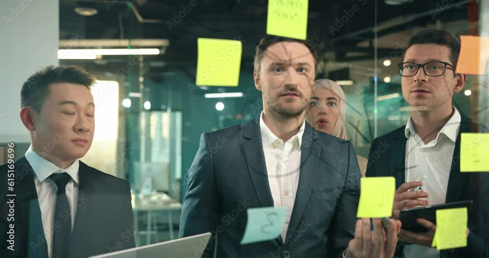 Group of mixed-race managers planning of marketing strategy services ...