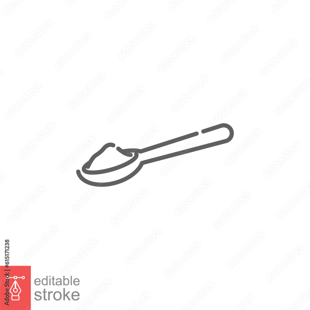 Spoon sugar powder icon. Simple outline style. Tea, coffee sweetener ...