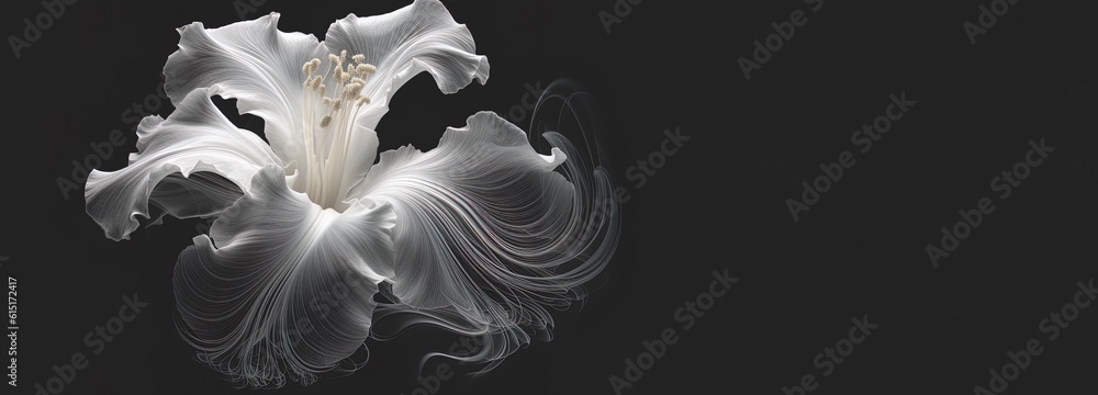 Mourning, condolence card with a flower isolated on black background ...