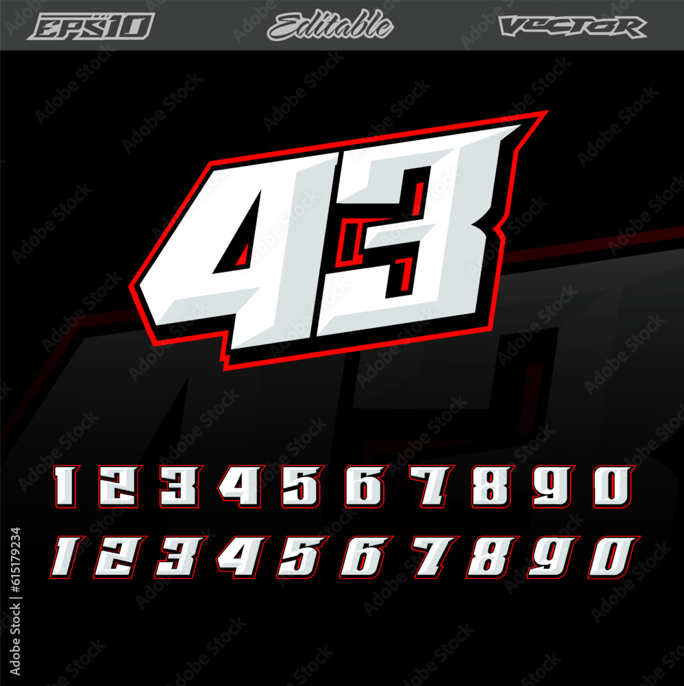 Racing number effect design vector editable Stock Vector | Adobe Stock